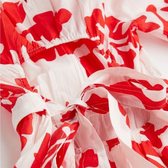 H&M | Dresses | Hm Red And White Tie Back Dress | Poshmark